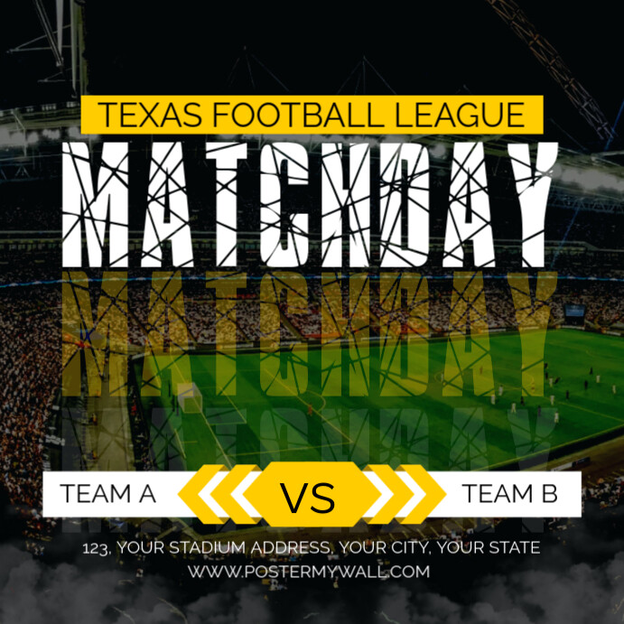 Black Typographic Matchday Instagram Post Template | PosterMyWall