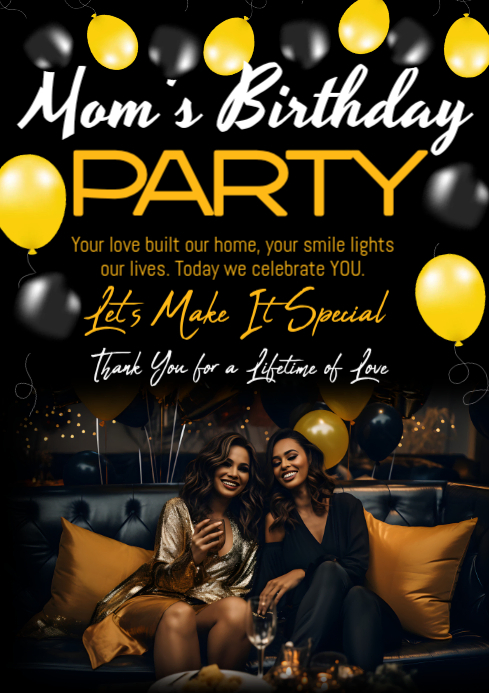 Plantilla de Black Typographic Mom Birthday A1 | PosterMyWall