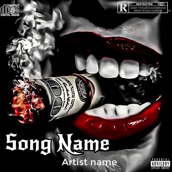 Copy of Black Typographic Money Smoke Song Mixtape Album Cover ...