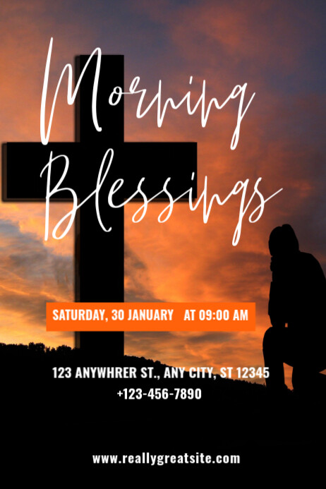 Plantilla de Black Typographic Morning Blessings Poster | PosterMyWall