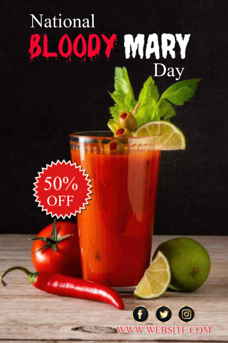 Copy of Black Typographic National Bloody Mary Day Poster | PosterMyWall