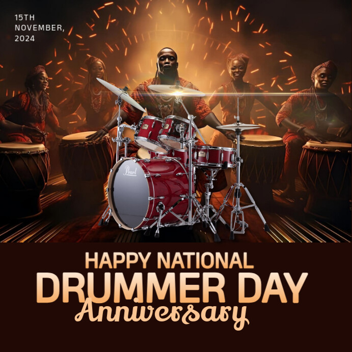 Plantilla de Black Typographic National Drummer Day Instagram Post ...