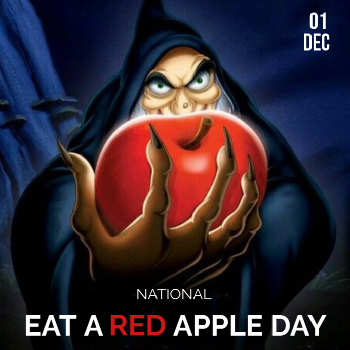 Modèle Black Typographic National Eat A Red Apple Day Instagram Post ...