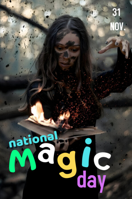 Black Typographic National Magic Day Poster Template | PosterMyWall