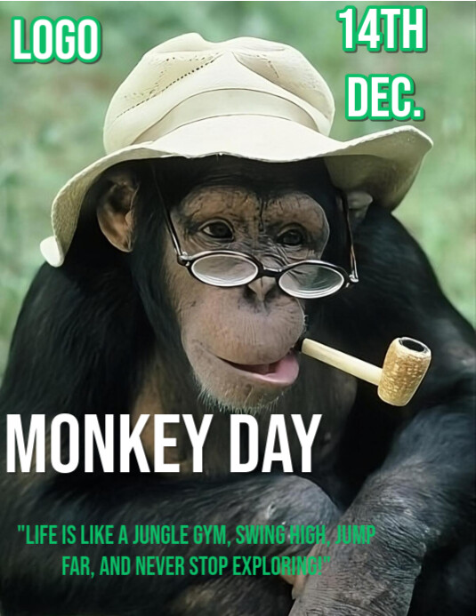 Copy of Black Typographic National Monkey Day Flyer (us Letter ...