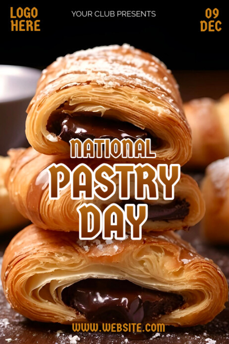 Plantilla de Black Typographic National Pastry Day Poster | PosterMyWall