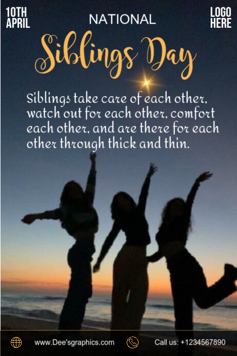 Black Typographic National Siblings Day Poster Template | PosterMyWall