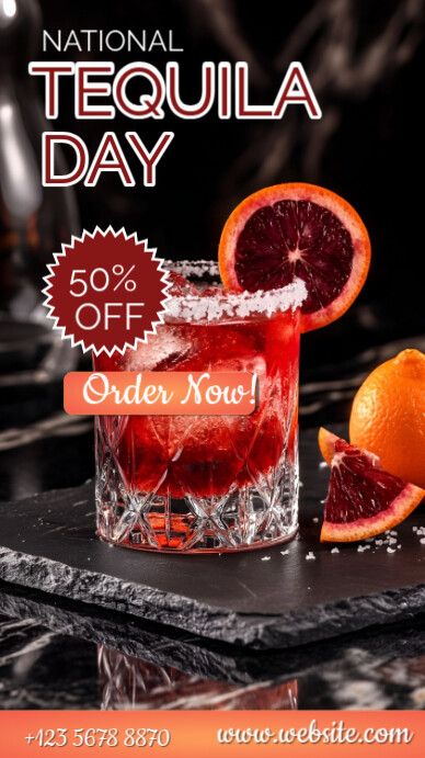 Black Typographic National Tequila Day Instagram Story Template ...