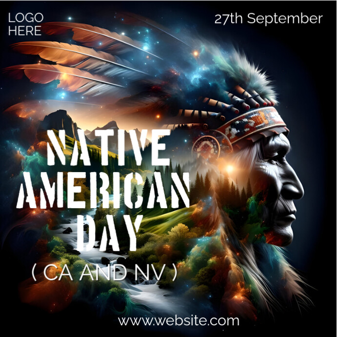Plantilla de Black Typographic Native American Day Instagram Post ...