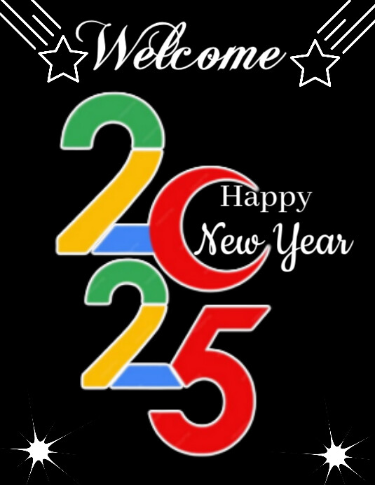 Black Typographic New Year 2025 Celebration Flyer (us Letter) Template ...