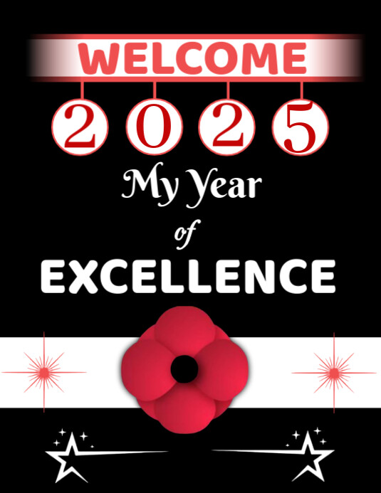 Black Typographic New Year 2025 Declaration Flyer Template | PosterMyWall