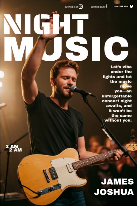 Copy of Black Typographic Night Music Template Poster | PosterMyWall