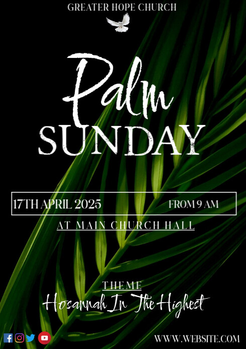 Black Typographic Palm Sunday A4 Template | PosterMyWall