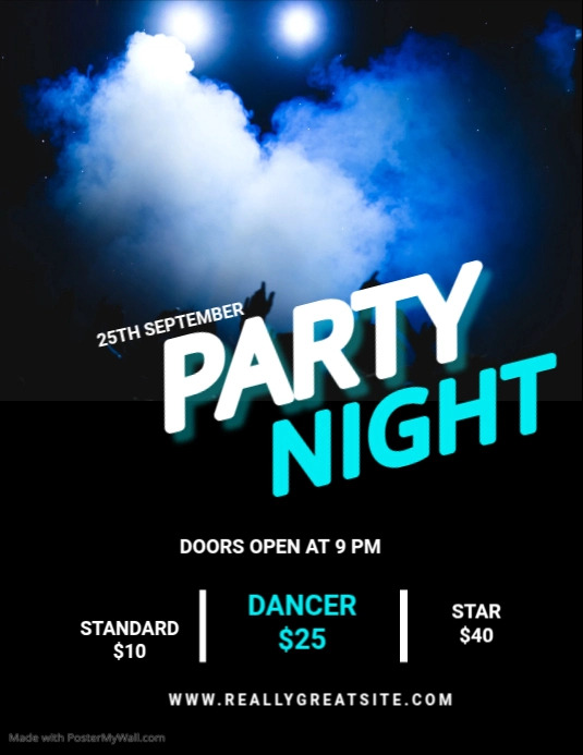 Black Typographic Party Night Flyer Template | PosterMyWall