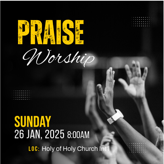 Copy of Black Typographic Praise Worship Church Flyer With Black ...