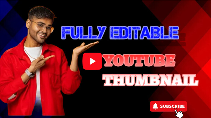 Black Typographic Red And Blue Fully Editable Youtube Thumbnail Youtube ...