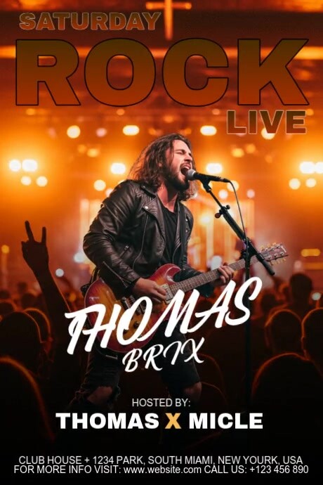 Black Typographic Rock Concert Template Poster | PosterMyWall