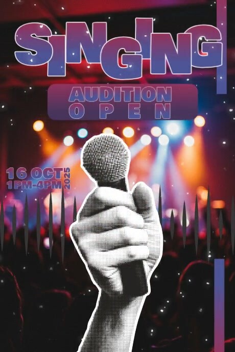Black Typographic Singing Auditions Template Poster | PosterMyWall