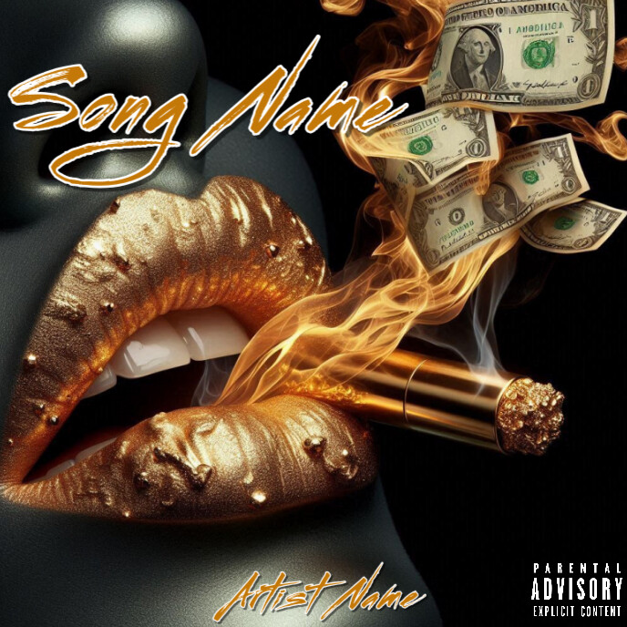 Copy of Black Typographic Smokey Golden Lips Song Mixtape Album Cover ...