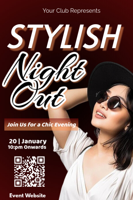 Black Typographic Stylish Night Out Poster Template | PosterMyWall