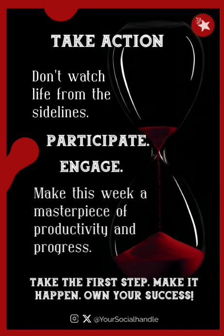 Black Typographic Take Action - Monday Motivation Poster Template ...