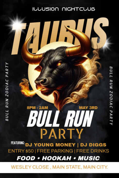 Copia de Black Typographic Taurus Party Poster | PosterMyWall