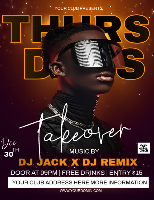 Copy of Black Typographic Thursday Takeover Night Party Flyer (us ...