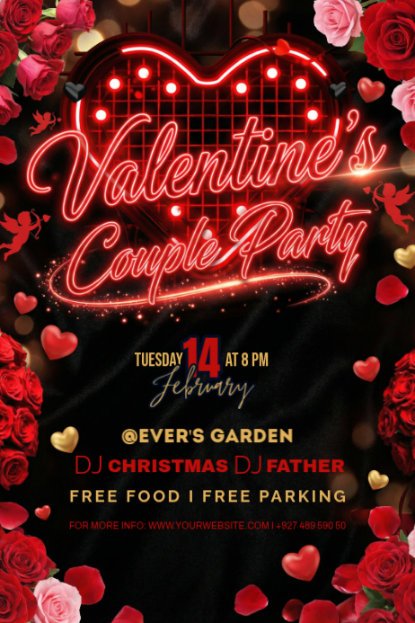 Black Typographic Valentine's Couple Party Poster Template | PosterMyWall