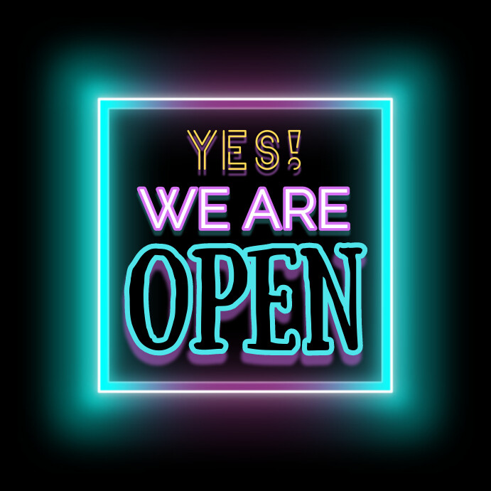 Modèle Black Typographic We're Open Now And Closed P | PosterMyWall