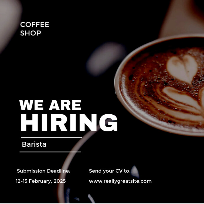 Copy of Black Typographic We Are Hiring Barista Instagram Post ...