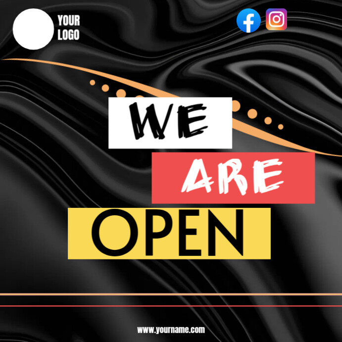 Copy of Black Typographic We Are Open Poster Instagram Post | PosterMyWall