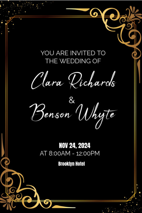 Black Typographic Wedding Invitation Templates Poster | PosterMyWall