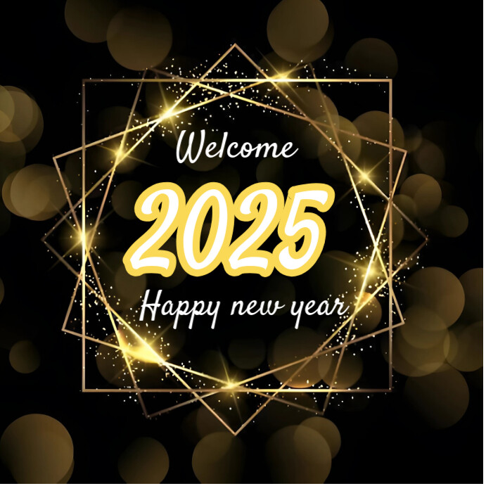 Black Typographic Welcome 2025 Design Square (1:1) Template | PosterMyWall