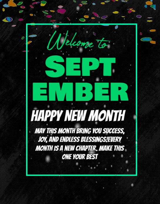 Black Typographic Welcome To September Poster/wallboard Template ...
