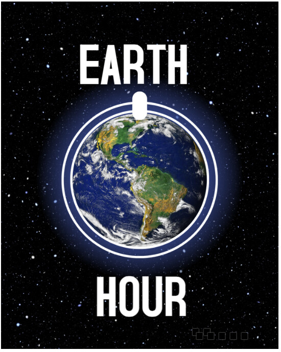 Modèle Black Typographic White Bold Earth Hour Post Instagram Portrait ...