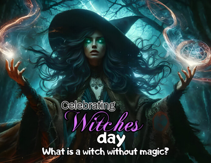 Black Typographic Witches Day Celebration Template Flyer (us Letter ...