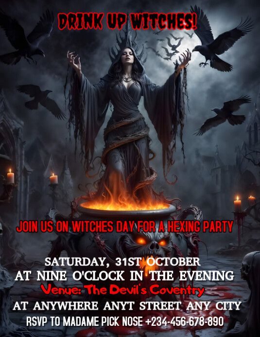 Copy of Black Typographic Witches Day Celebration Template Flyer (us ...