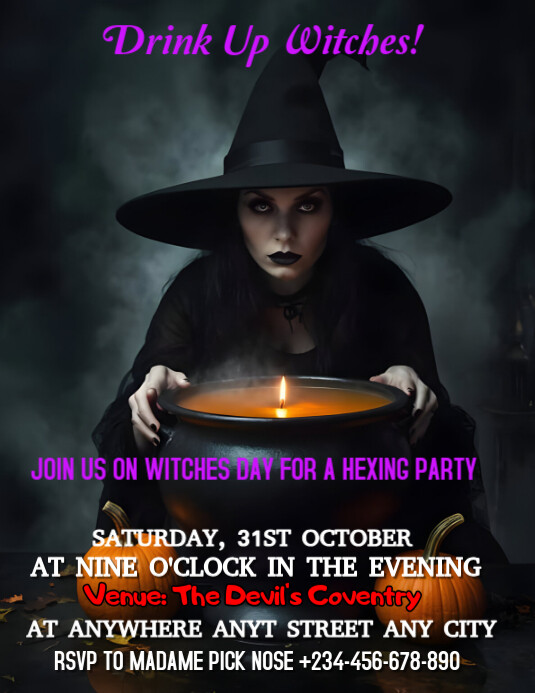 Copy of Black Typographic Witches Day Celebration Template Flyer (us ...