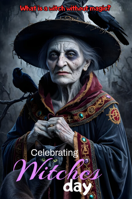 Black Typographic Witches Day Celebration Template Poster | PosterMyWall