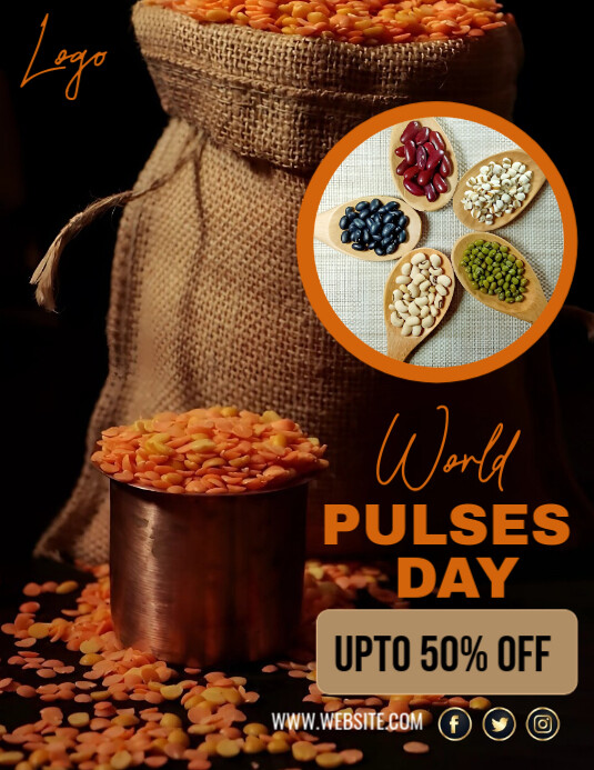 Plantilla de Black Typographic World Pulses Day Flyer (us Letter) | PosterMyWall