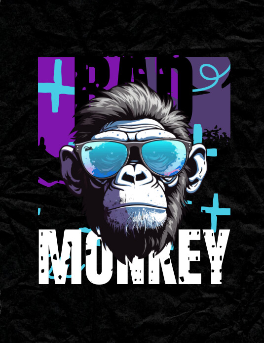 Black Typography Bad Monkey T Shirt Pamflet ( Template | PosterMyWall