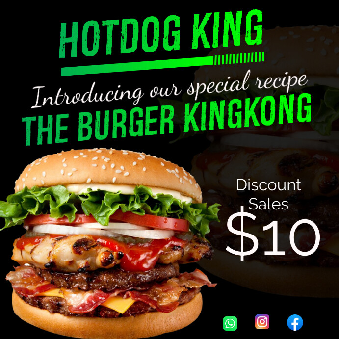 Modèle Black Typography Burger Advert Instagram Post | PosterMyWall