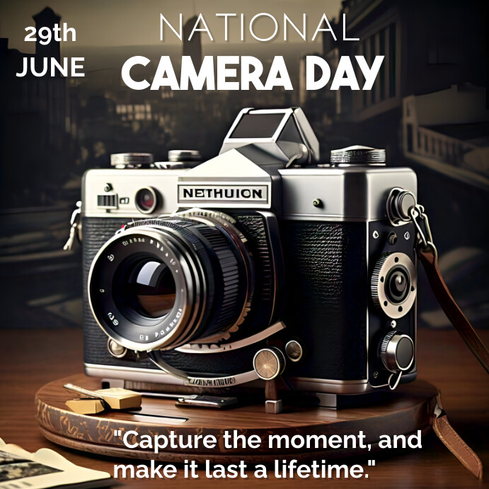 Black Typography Camera Day Instagram Post Template | PosterMyWall