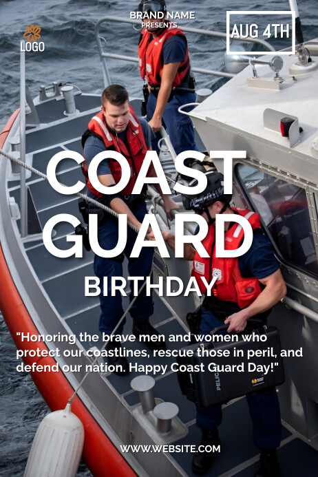 Black Typography Coast Guard Birthday Poster Template | PosterMyWall