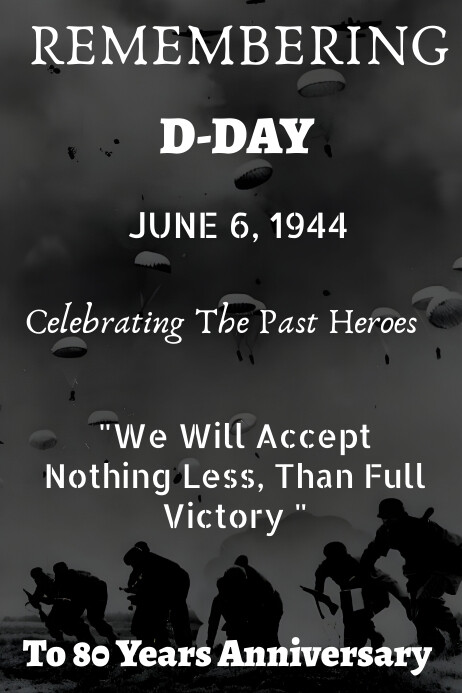 Plantilla de Black Typography D-day Anniversary Poster | PosterMyWall