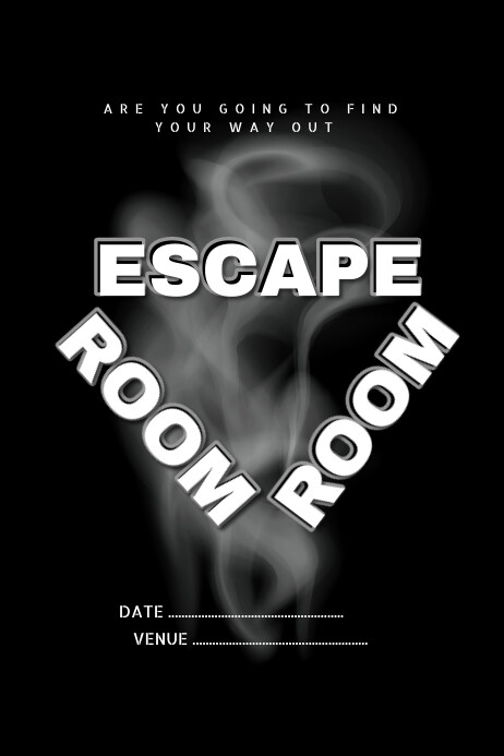 Black Typography Escape Room Design Template -skabelon | PosterMyWall