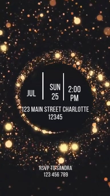 Black Typography Golden Birthday Animated Inv Template | PosterMyWall