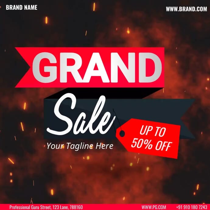 Black Typography Grand Sale Ad Instagram Pos Template | PosterMyWall