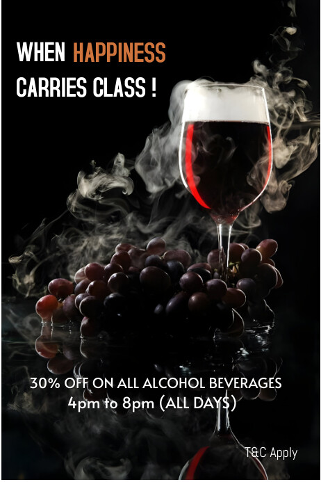 Copy of Black Typography Happy Hour Weekend Winery P | PosterMyWall