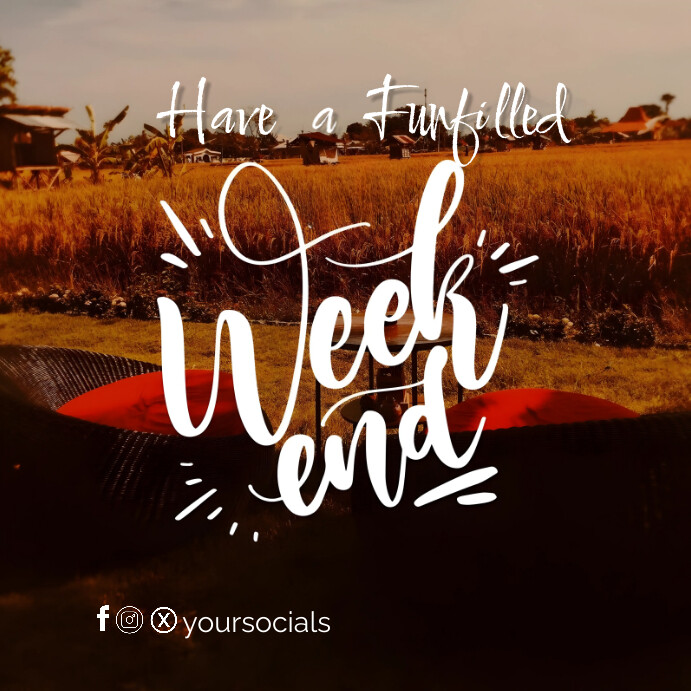 Black Typography Hello Weekend Instagram Post Template | PosterMyWall